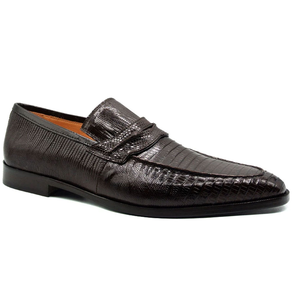 Zelli Meo Lizard Penny Loafers Dark Brown | MensDesignerShoe.com