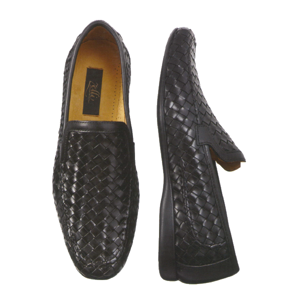 Zelli Alberto Calfskin Woven Shoes Black | MensDesignerShoe.com